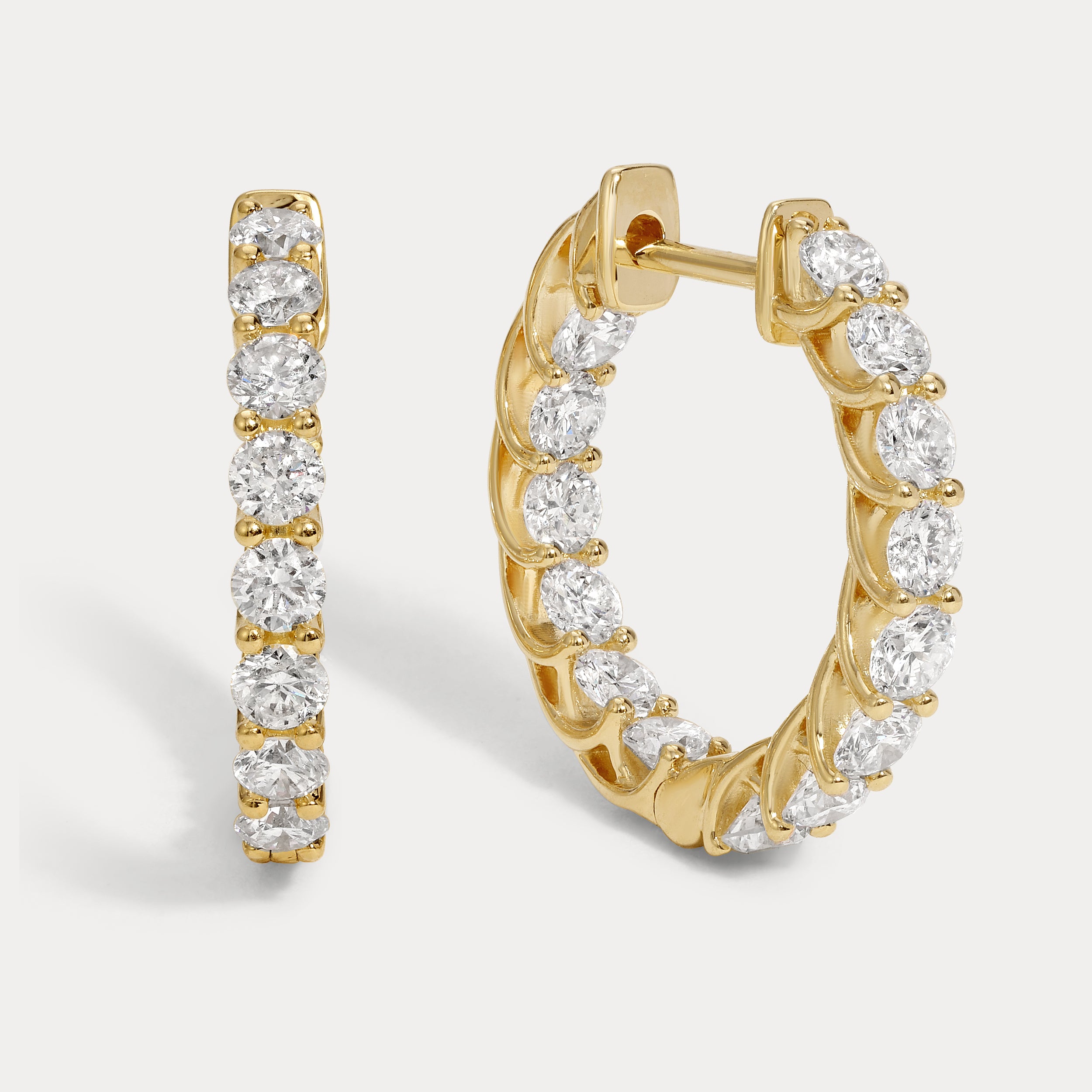 Round Curved Diamond Hoops – JK Diamond Co.